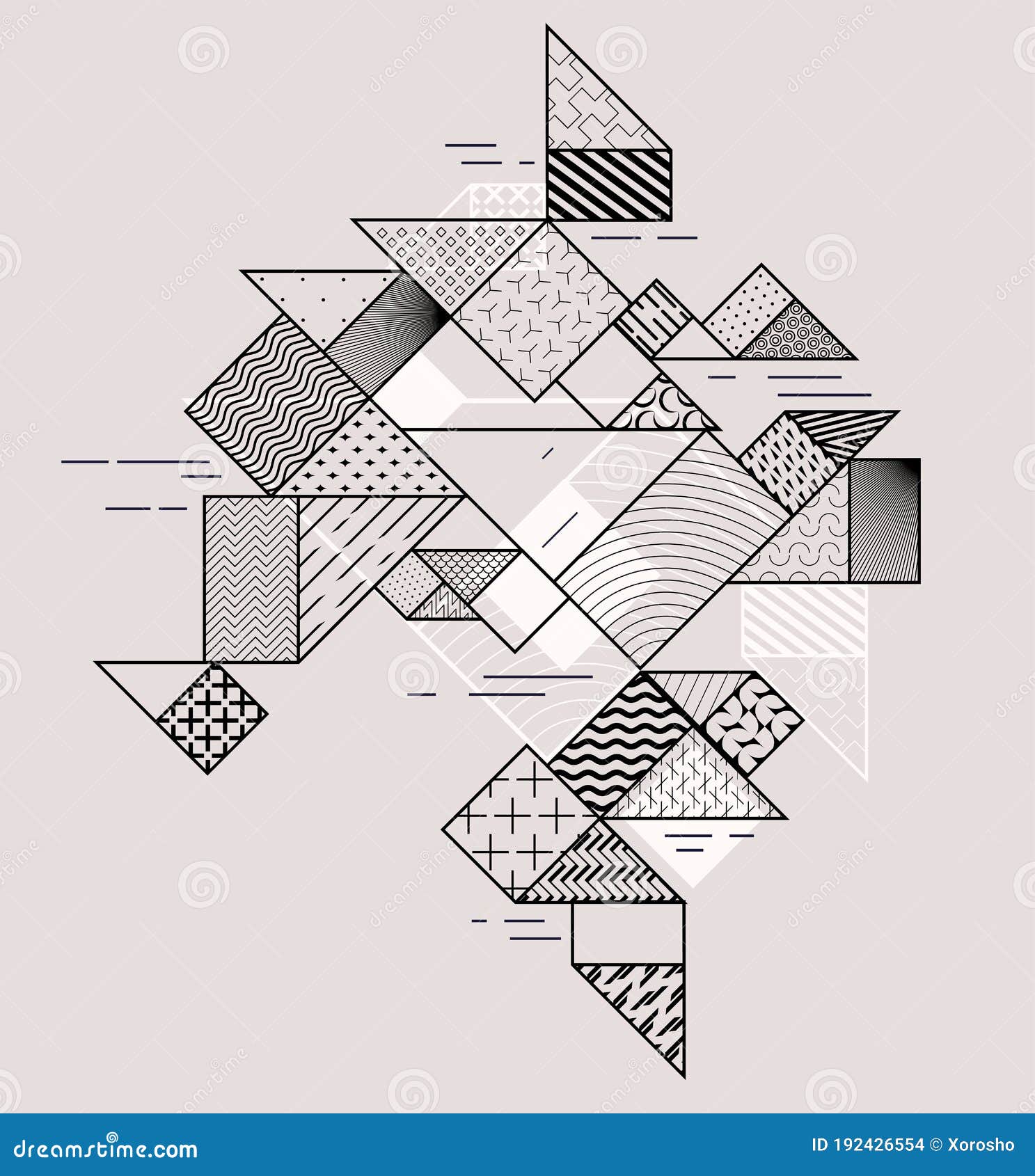 Abstract Geometric Composition with Decorative Triangles Stock Vector ...