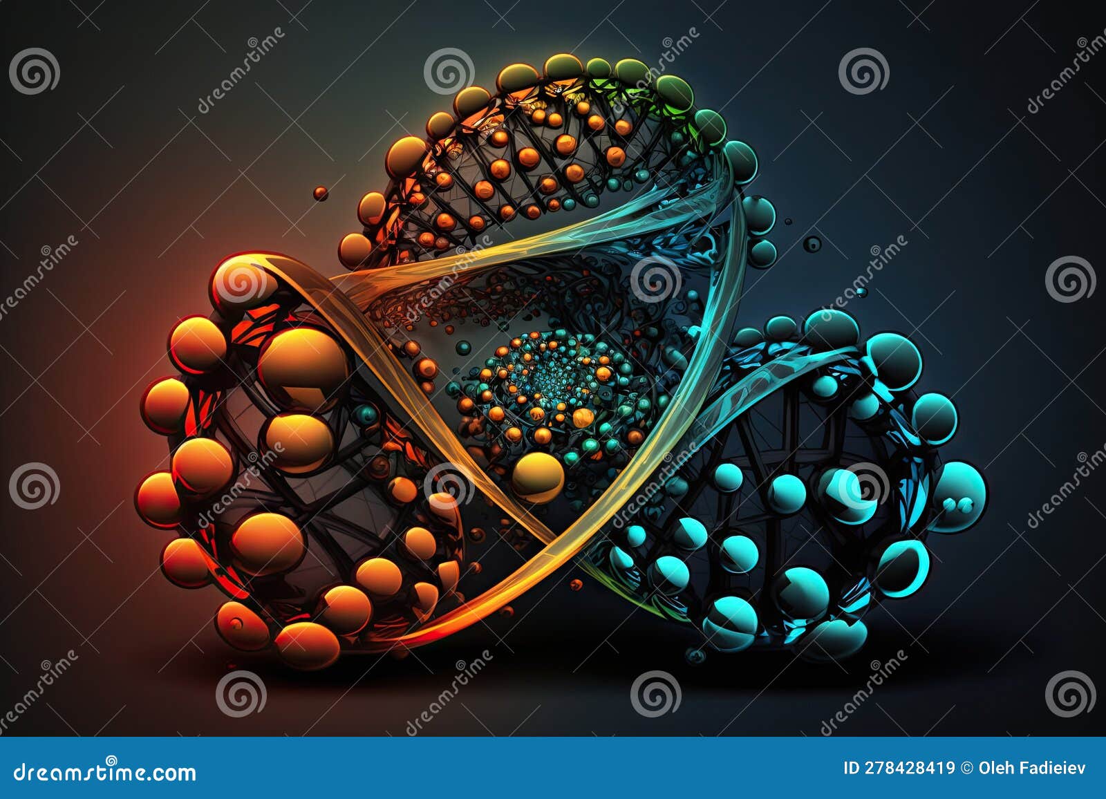 Abstract Geometric Composition of Twisted Colored Molecule Balls Stock ...