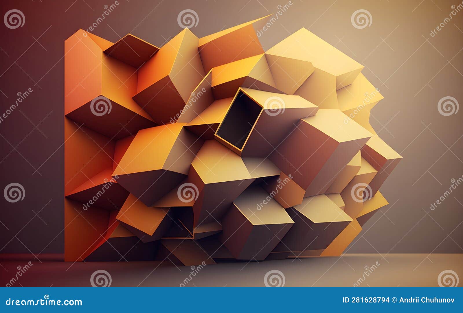 Abstract Geometric Composition in Warm Color Palette, Generative AI ...