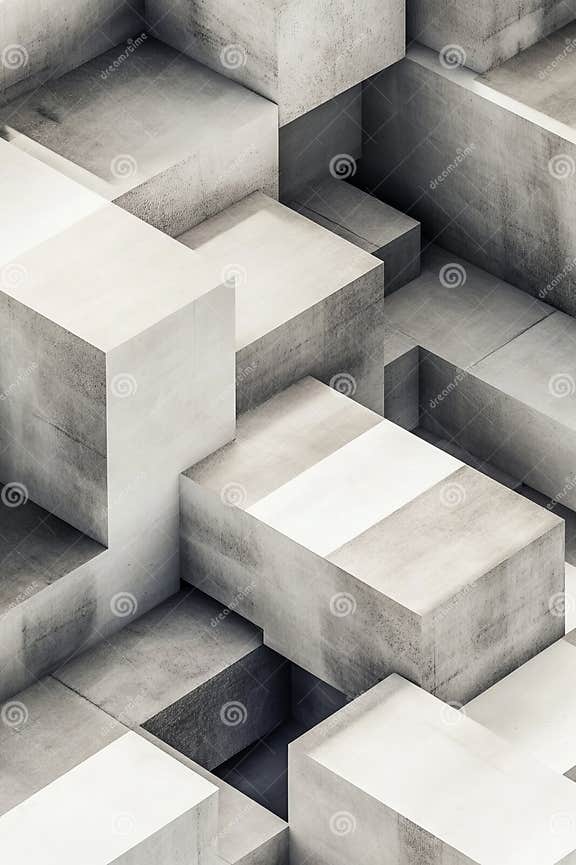 Abstract Geometric Concrete Blocks Creating a Modern Architectural Pattern Stock Illustration ...