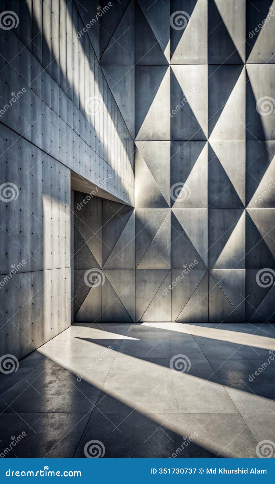 Abstract Geometric Concrete Wall Design with Sharp Triangular Patterns ...
