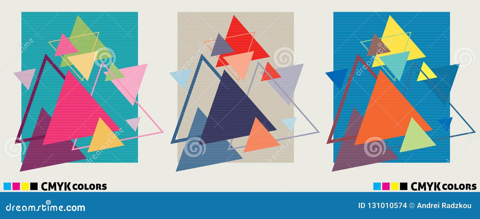 Abstract Geometric Covers or Posters with Multicolored Triangles Stock ...