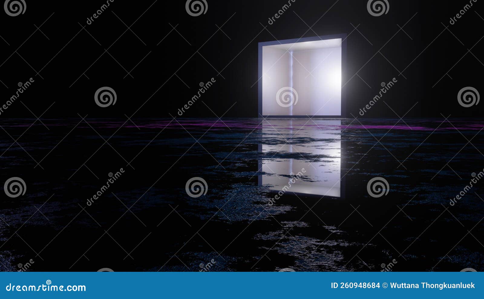 Abstract Geometric Cube Box Background, Neon Blue Cube Perspective ...