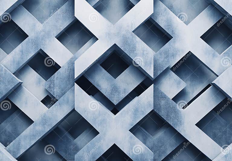 Abstract Geometric 3D Pattern Blue Concrete High Quality Image Stock ...