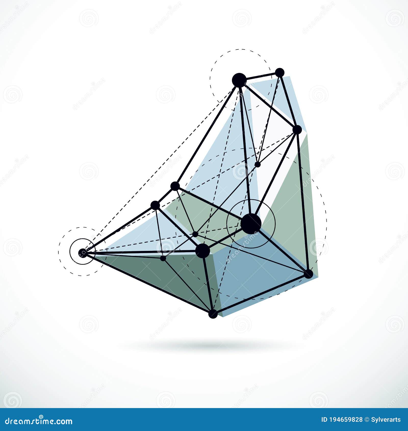 Abstract Geometric 3D Wireframe Object. Stock Vector - Illustration of ...