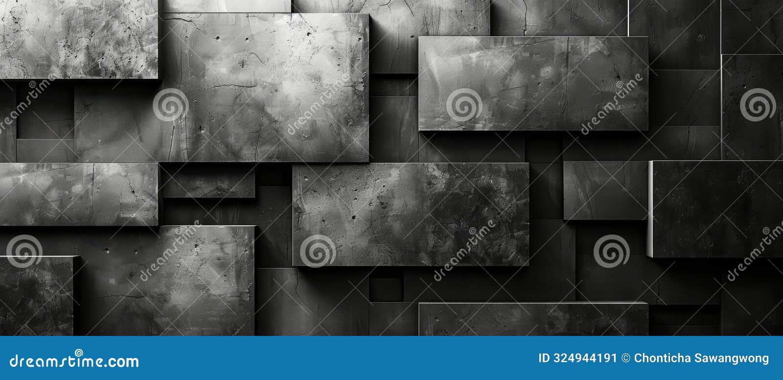 Abstract Geometric Dark Metal Wall Texture with Overlapping Rectangular ...