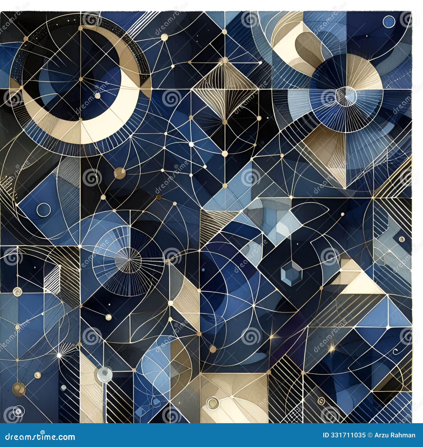 Abstract Geometric Design in Deep Navy and Midnight Blue Stock ...