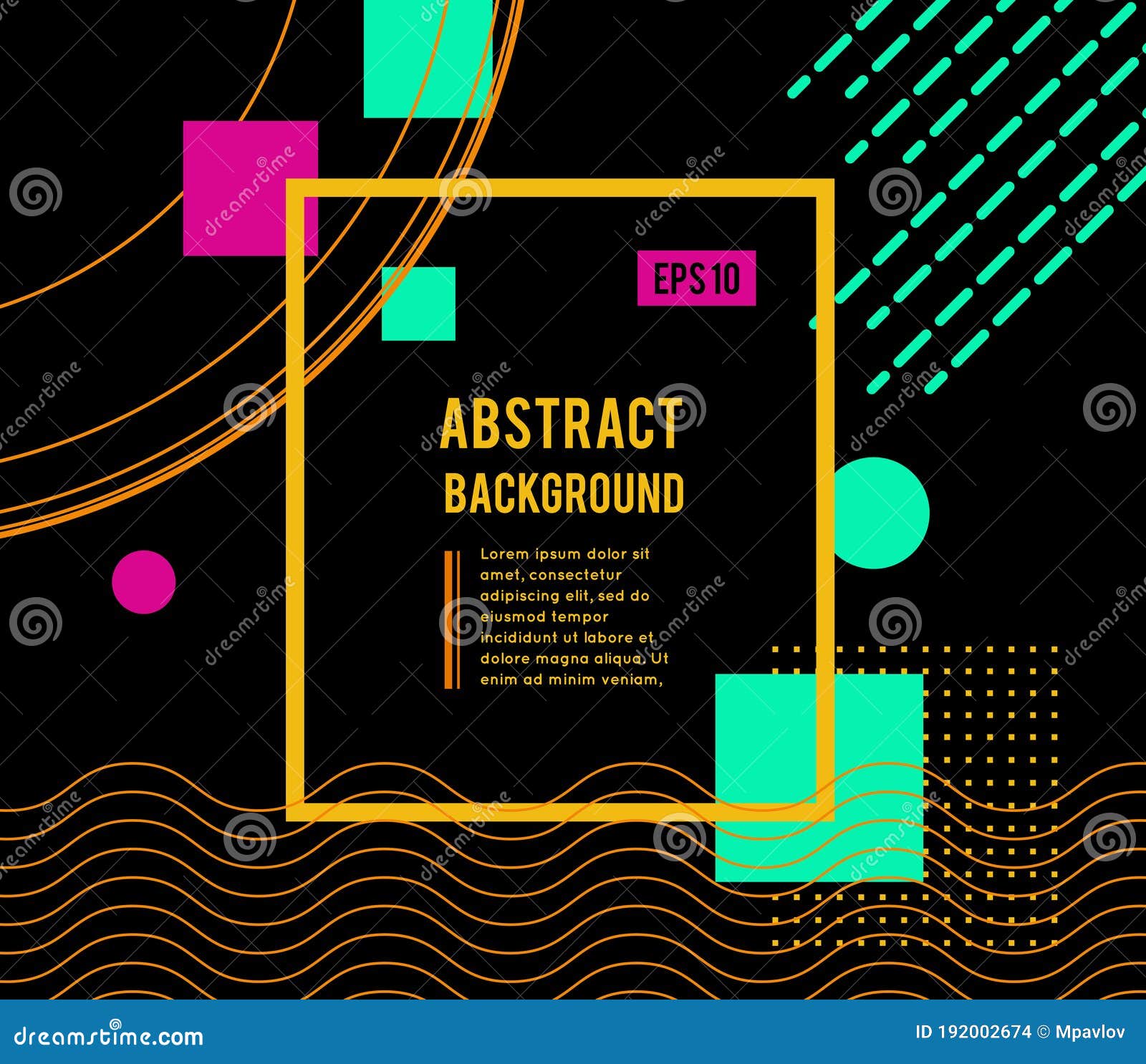 Abstract Geometric Design with Different Shapes and Lines. Memphis ...