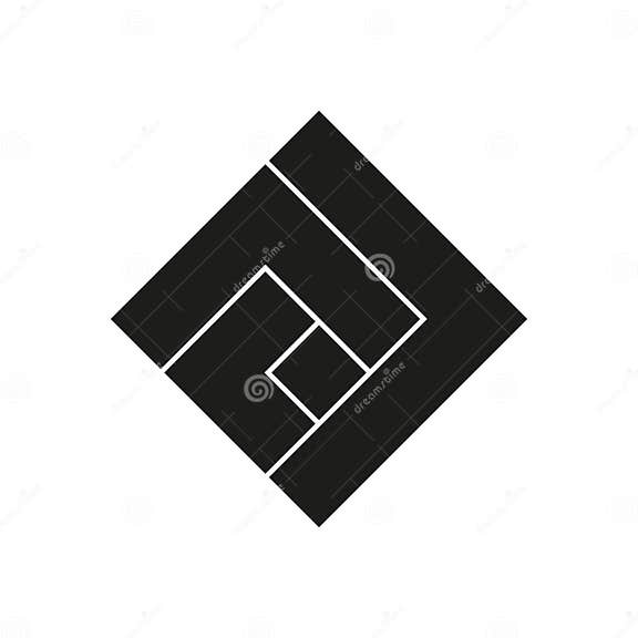 Abstract Geometric Design. Interlocking Squares. Black and White ...