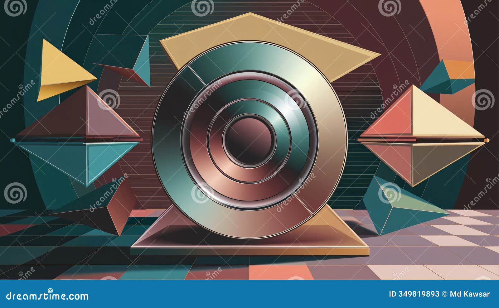 Abstract Geometric Design, Metallic Disc with 3D High Quality Image ...