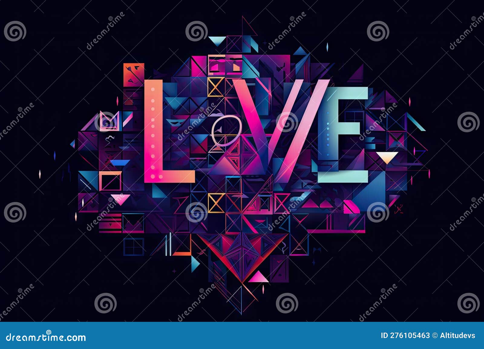 Abstract Geometric Design, with the Word Love in Different Languages ...