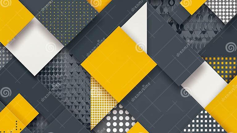 Abstract Geometric Design with Yellow and Gray Patterns Stock ...