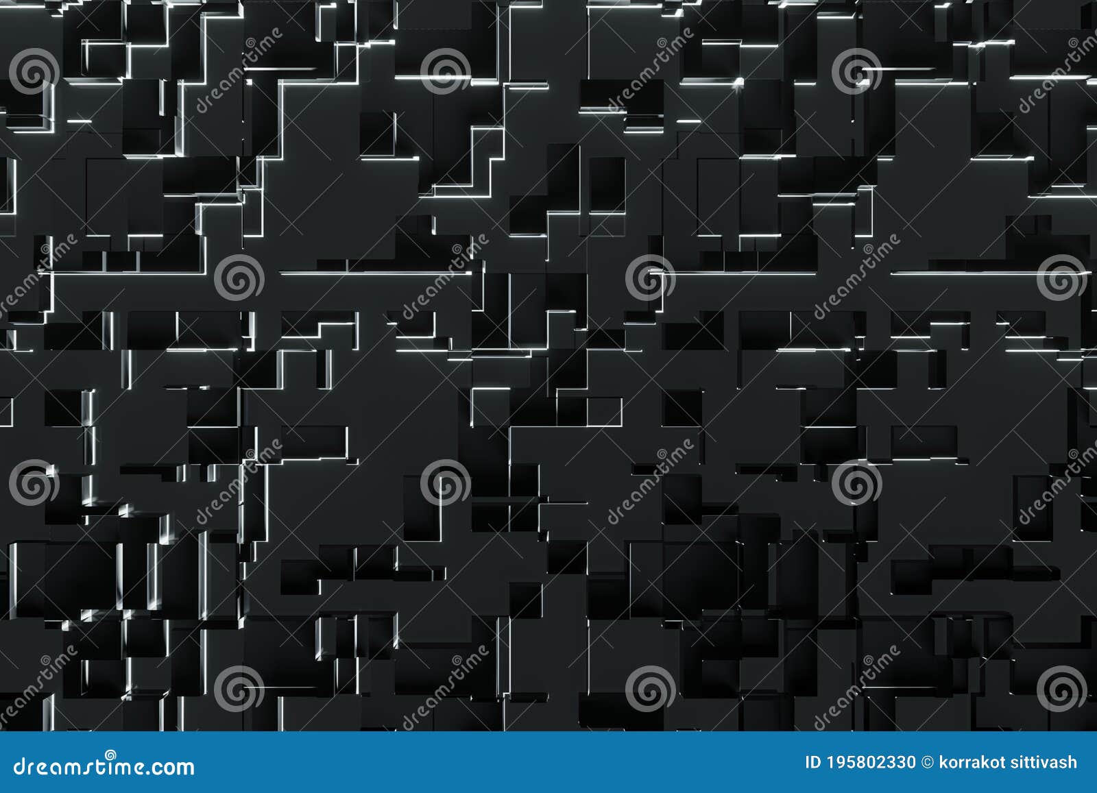 Abstract Geometric Digital Dark Blocks Background 3d Rendering Stock ...