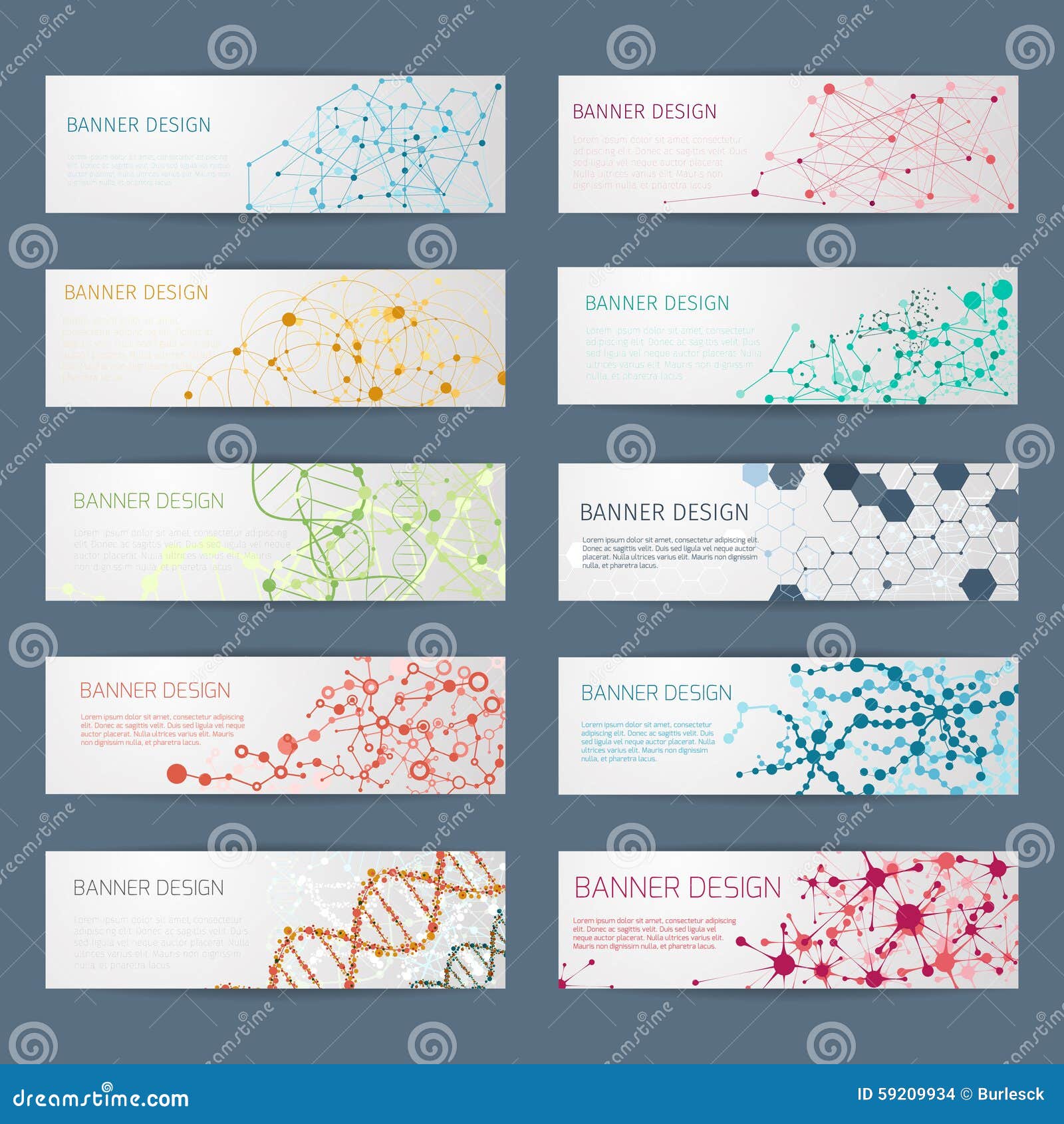 Big Banners Set, Science Backgrounds, Molecule And Vector Illustration ...