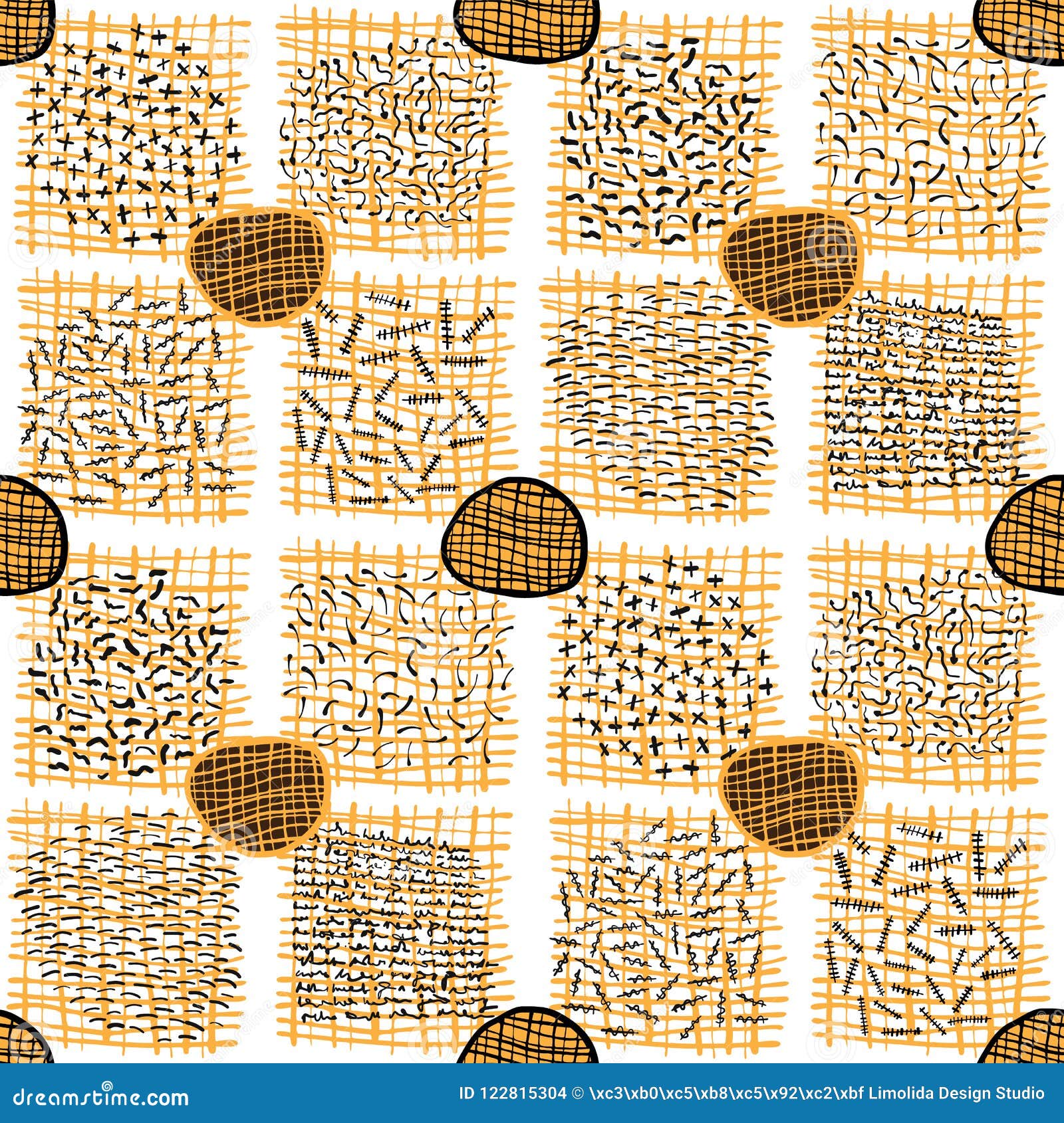 Abstract Geometric Doodle Grid Stock Vector - Illustration of dots ...