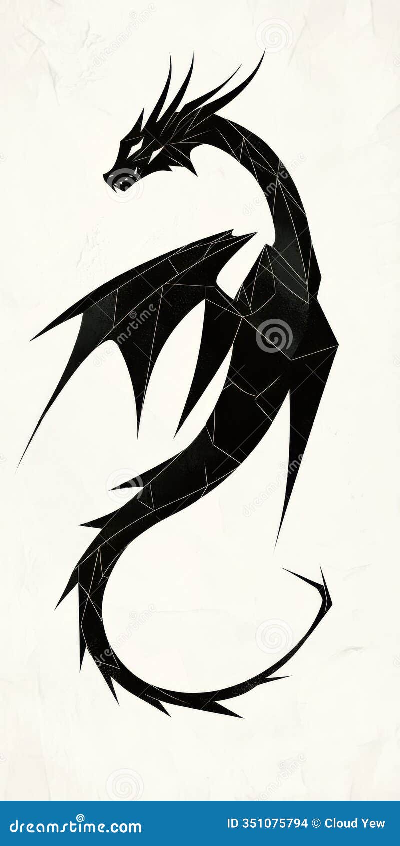 Abstract Geometric Dragon Illustration with Sharp Angles and Bold Black ...