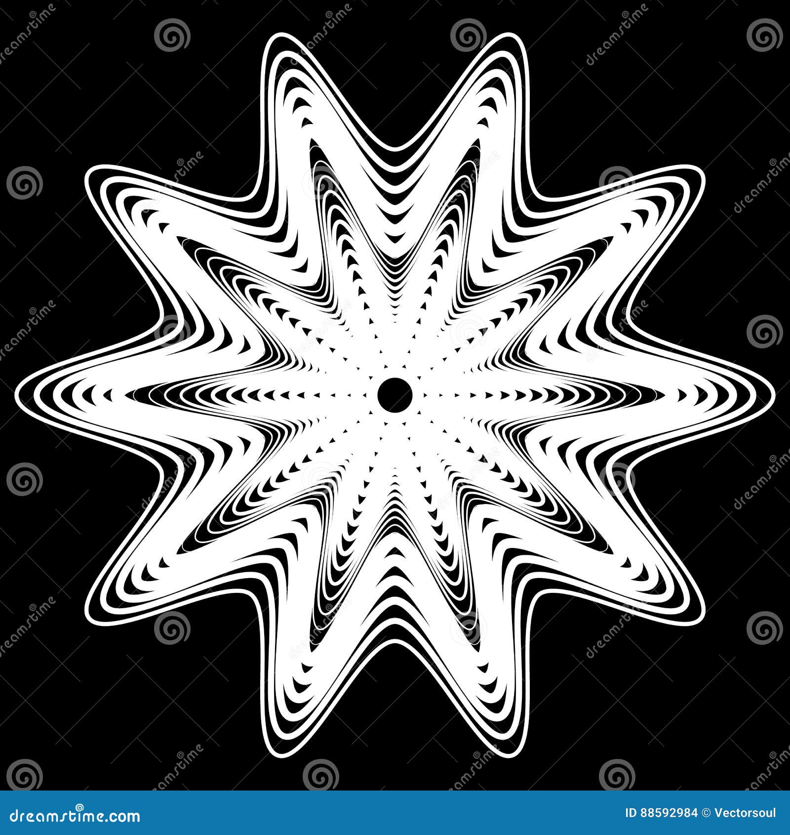 Abstract Geometric Element with Irregular Lines. Radial Distorted Shape ...