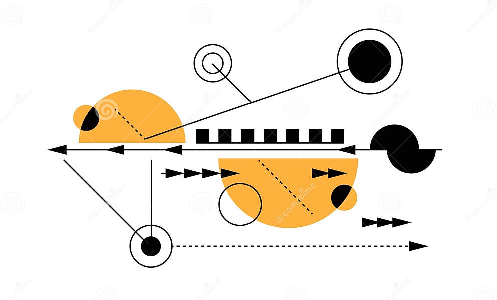 Abstract Geometric Figures Technology Background Line Art Stock Vector ...