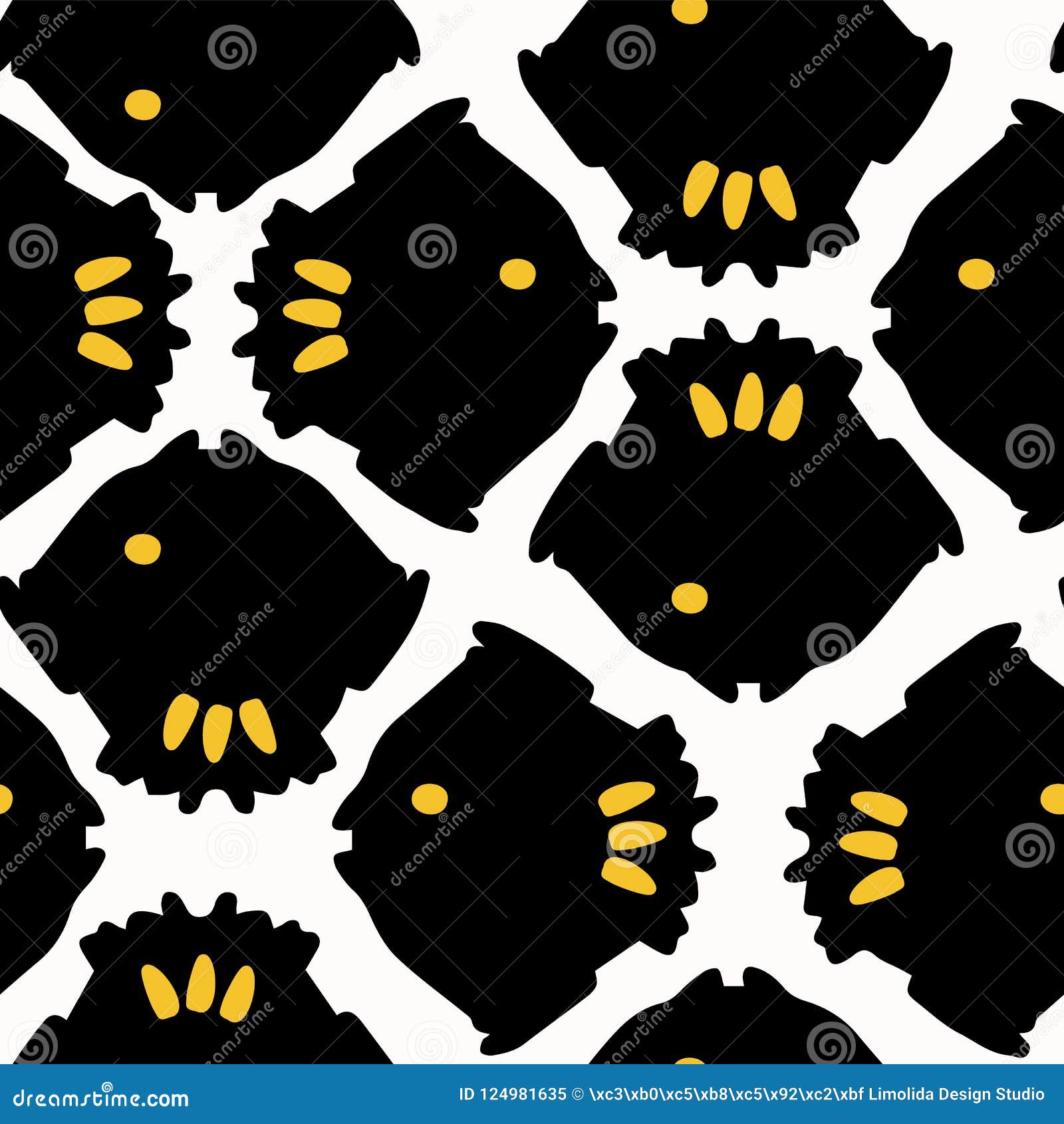 Abstract Geometric Fish Grid Yellow and Black Stock Vector ...