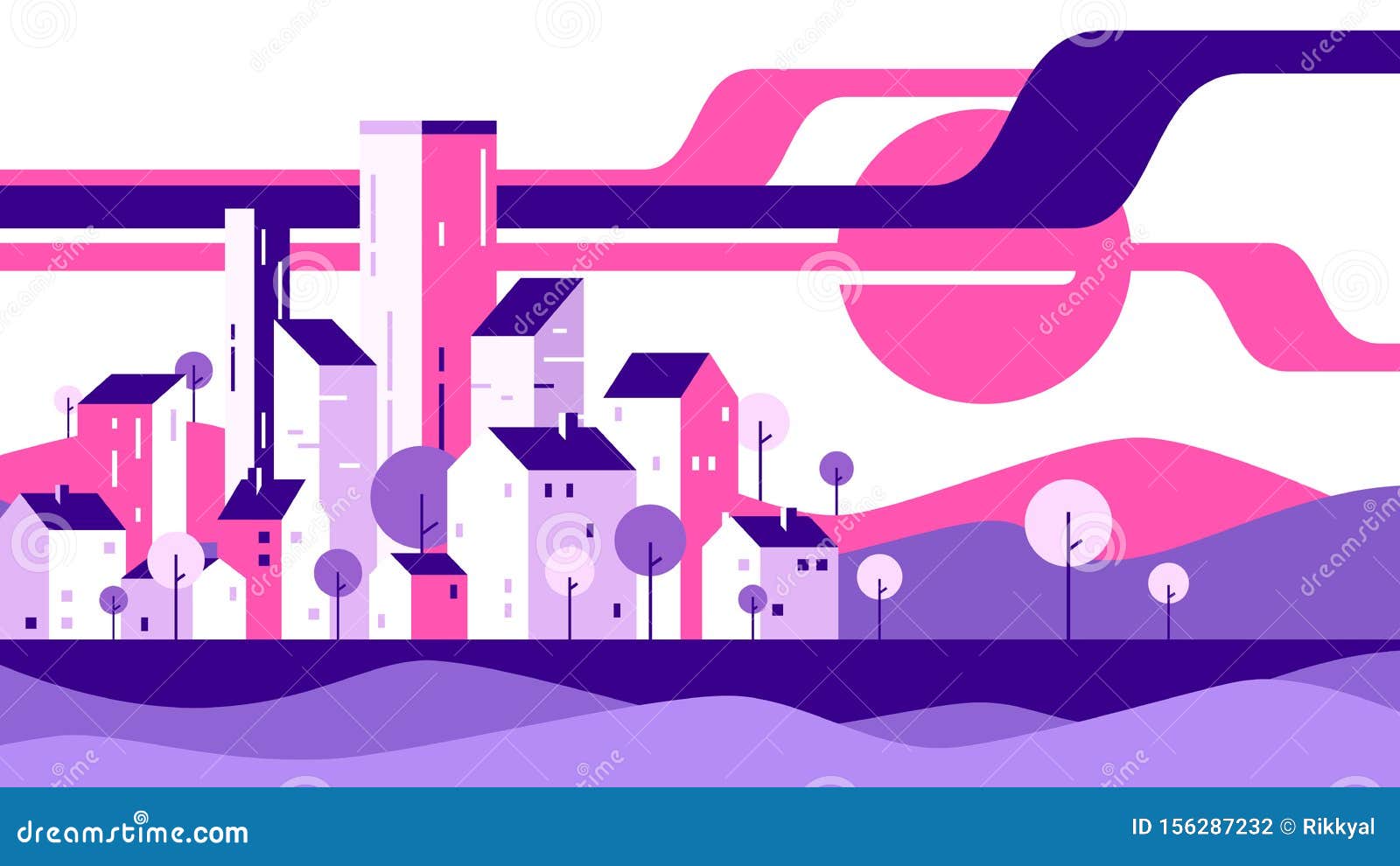 Abstract Geometric Flat Style Cityscape. Vector Illustration Stock ...