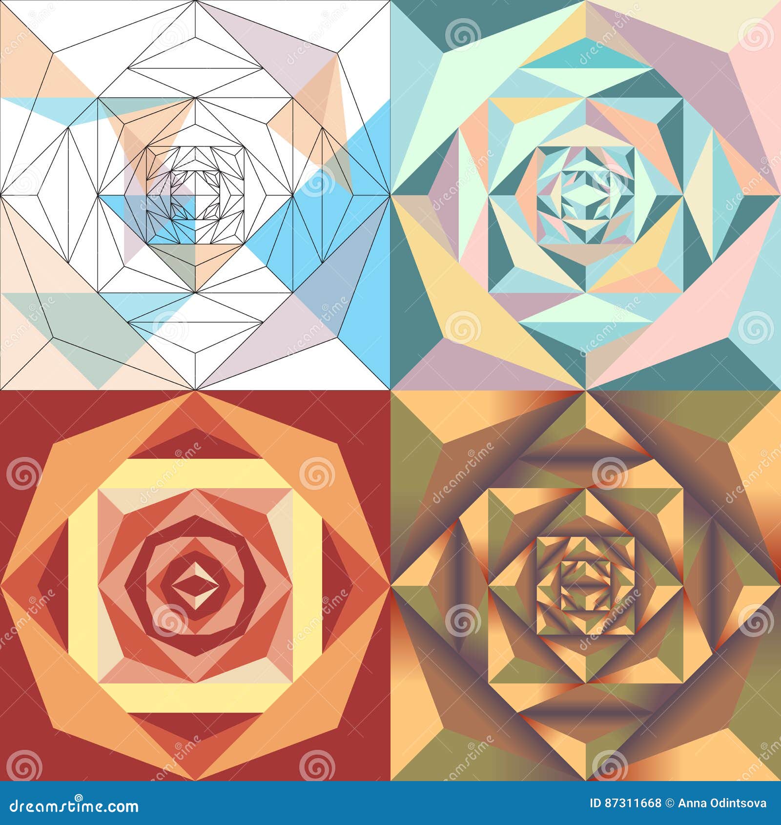 Abstract Geometric Flower Set Stock Vector - Illustration of geometric ...