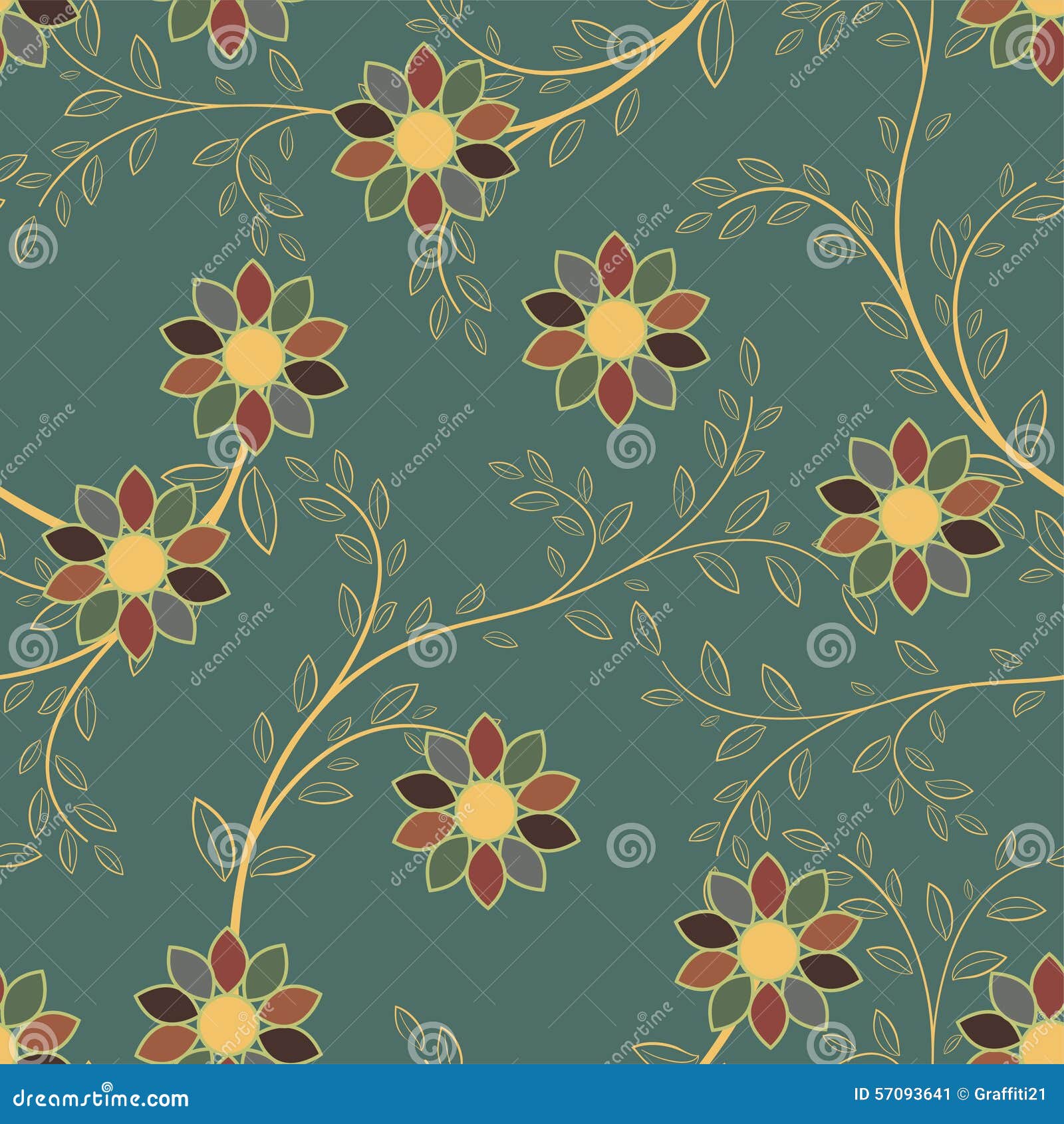 Abstract Geometric Flowers Seamless Pattern. Floral Background Stock ...
