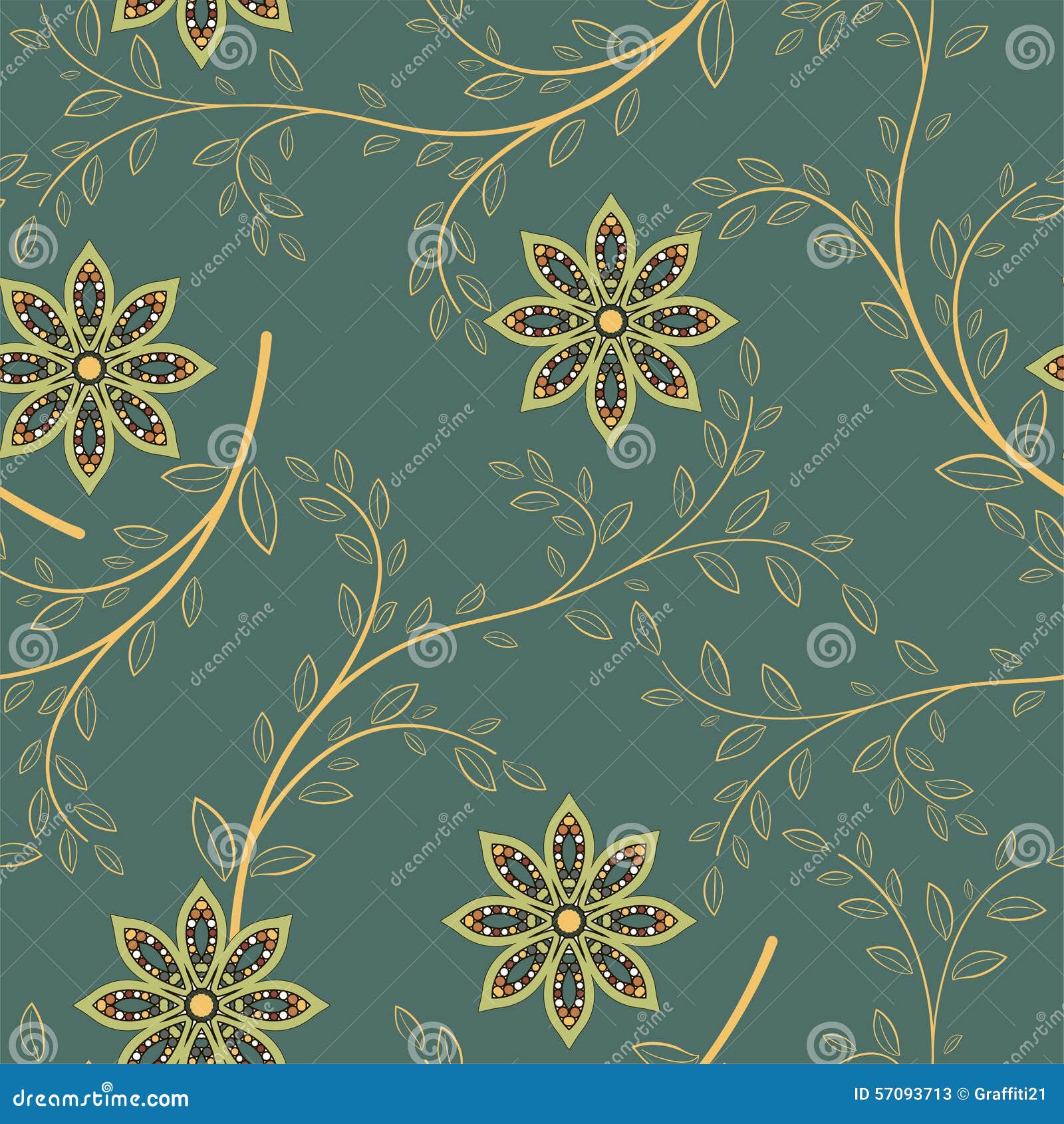 Abstract Geometric Flowers Seamless Pattern. Floral Background Stock ...