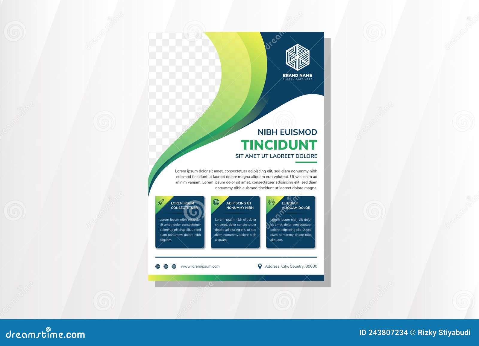 Abstract Geometric Flyer Template Design Use Space for Photo Collage ...