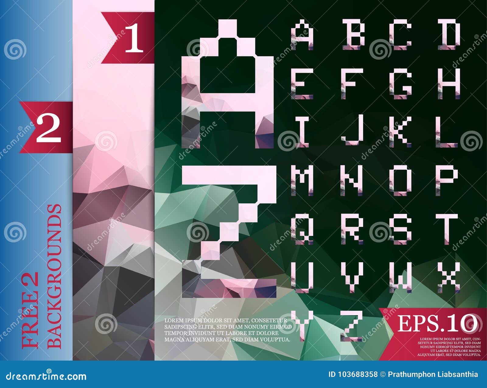 Abstract Geometric Font Backgrounds Full Color Crystal Font Poly Stock ...