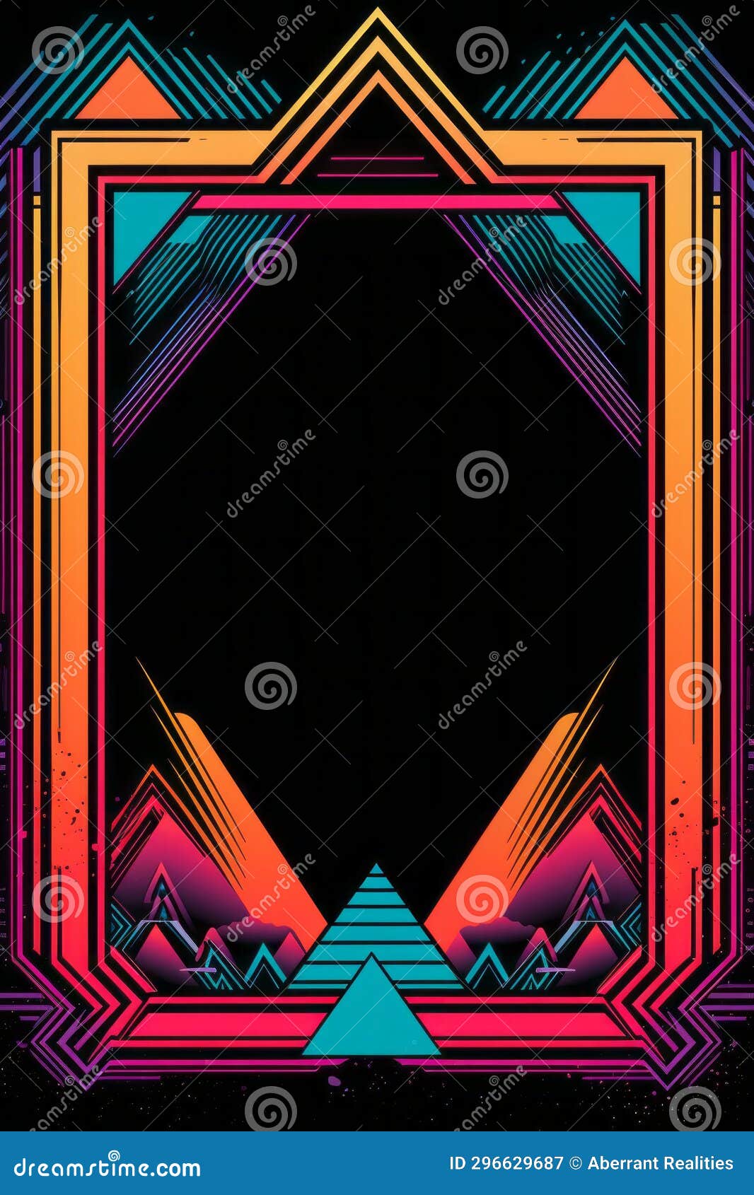 Abstract Geometric Frame on Black Background Vector Illustration Stock ...