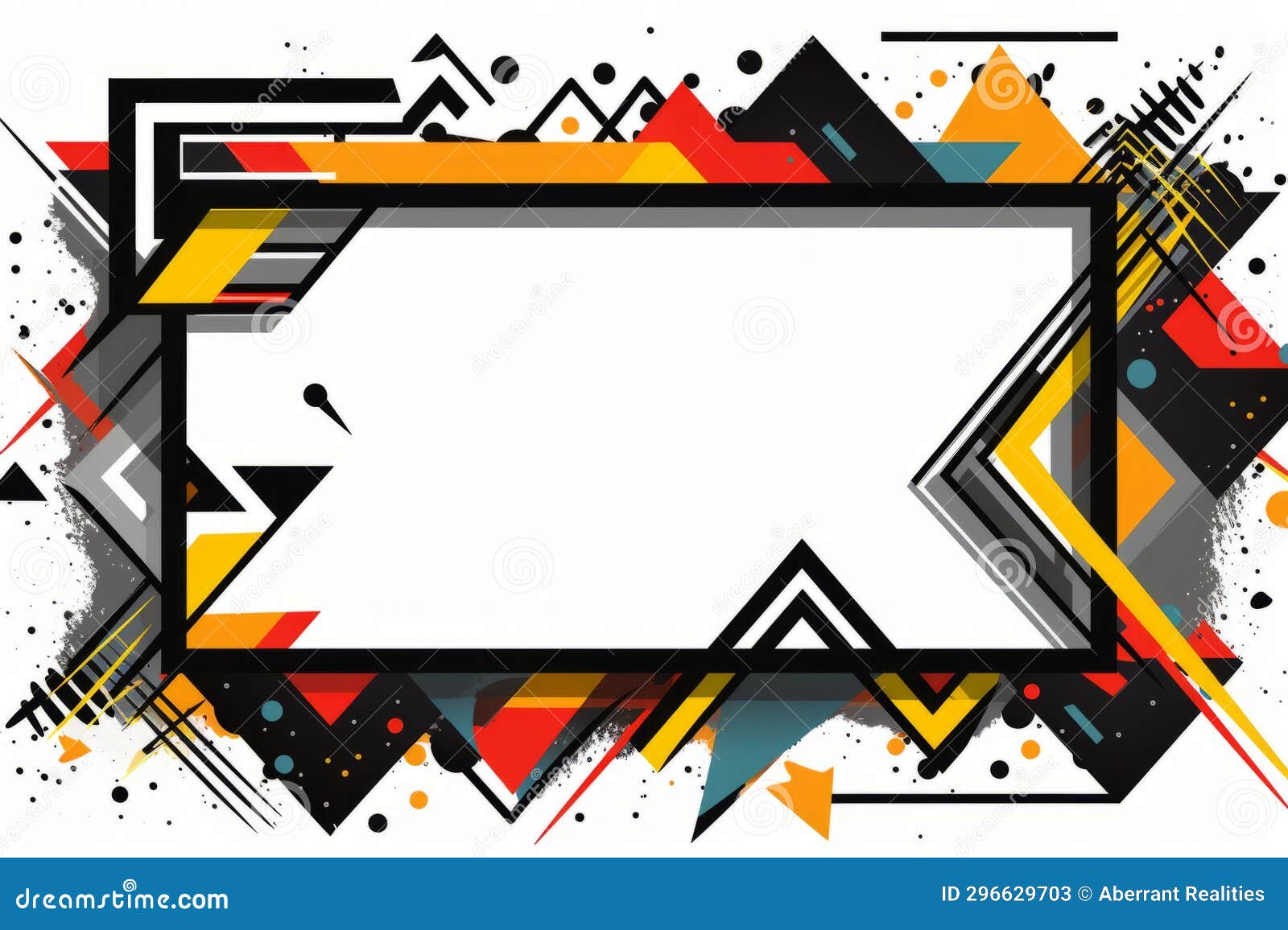 Abstract Geometric Frame with Colorful Shapes and Lines on a White ...
