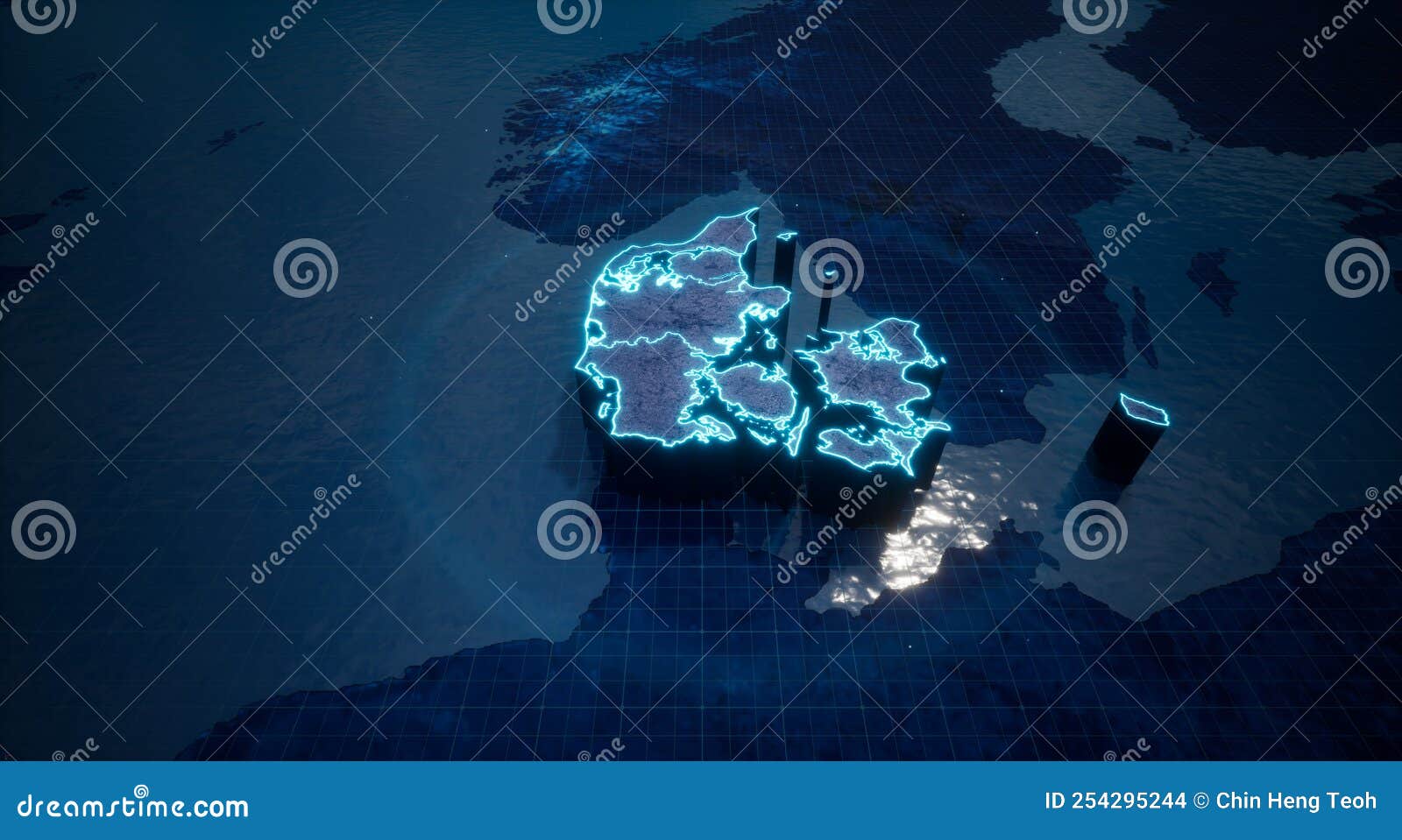 Abstract Geometric Futuristic Concept 3d Map of Denmark with Borders As ...