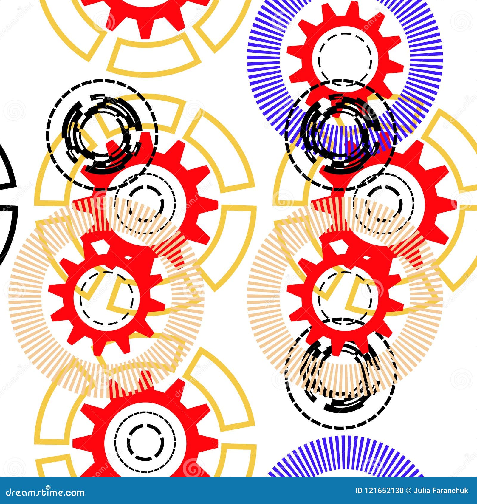 Abstract Geometric Gear, Cogwheel, Circles, Lines, Rays, Dotted Lines ...