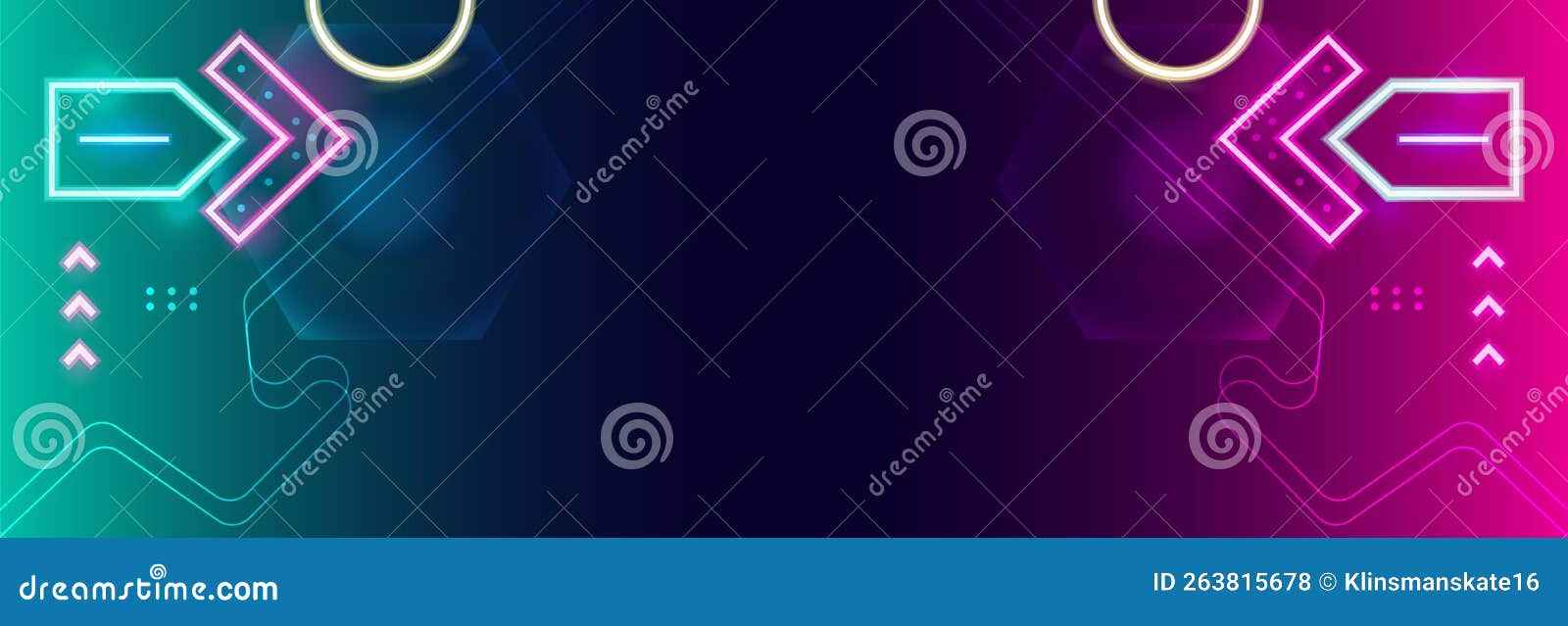 Abstract Geometric Glowing Neon Light Banner Template Background Stock ...