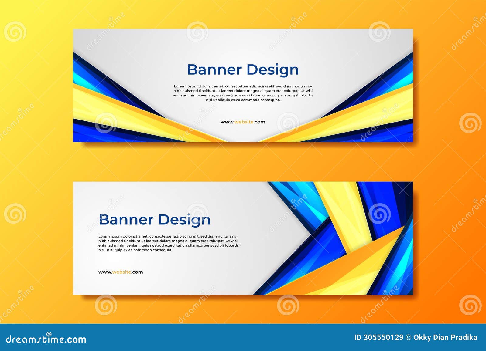 Abstract Geometric Gradient Blue and Orange Banner Background. Vector ...