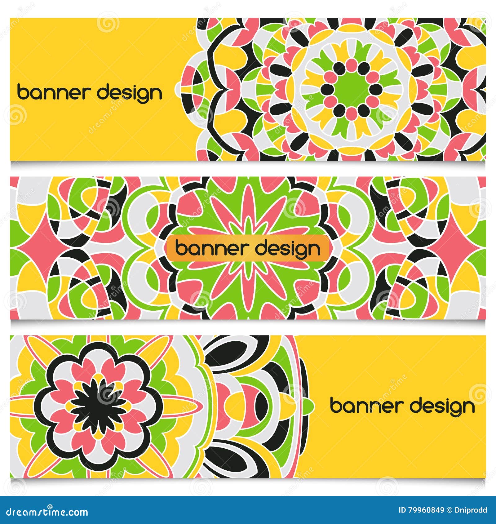 Abstract Geometric Header Vector Background with Mandala. Stock Vector ...