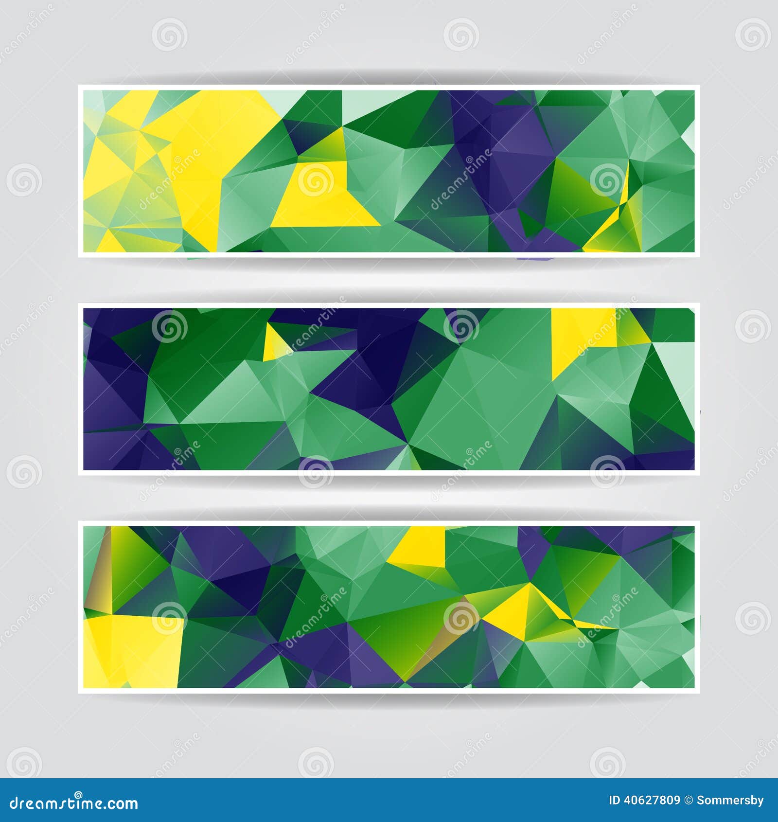 Abstract Geometric Headers Collection with Triangular Polygons Stock ...