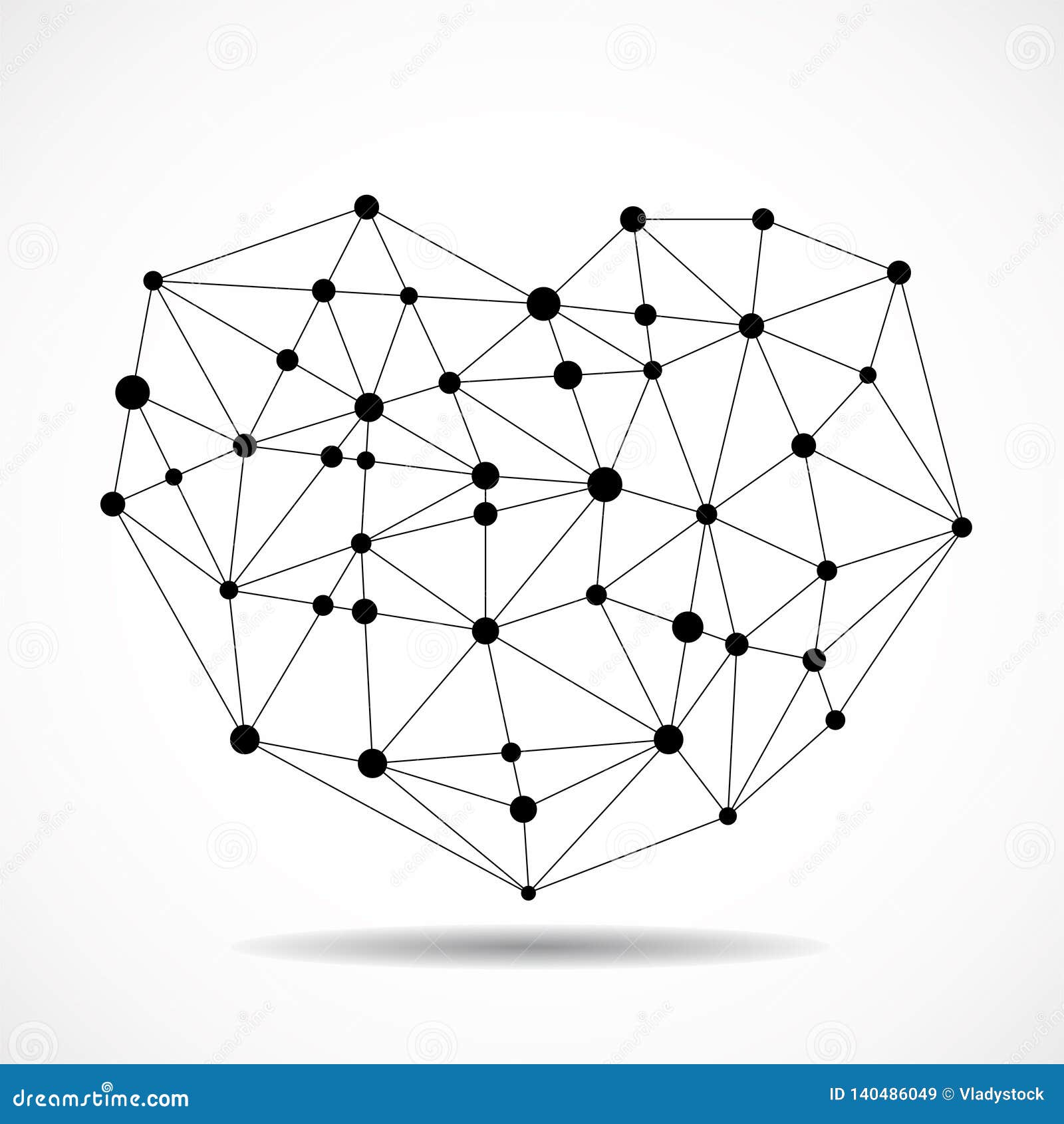 Abstract Geometric Heart of Lines and Dot Stock Vector - Illustration ...