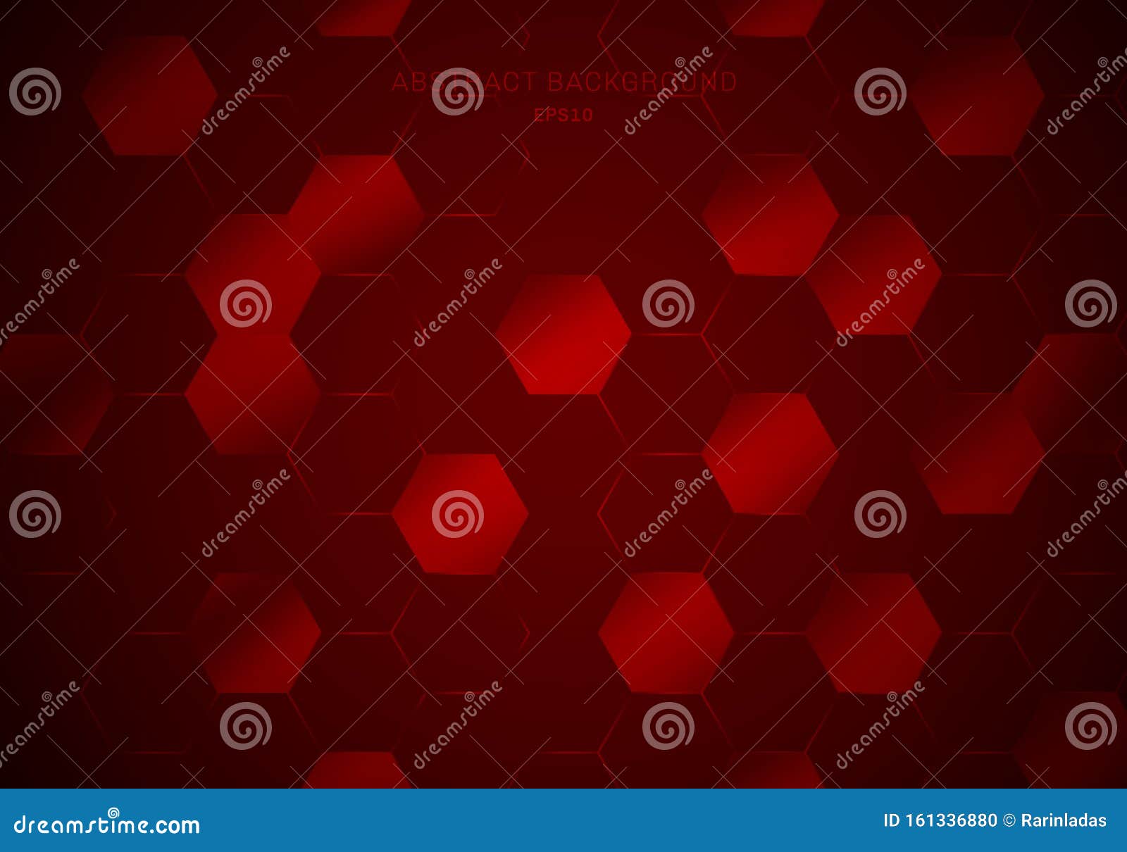 Abstract Geometric Hexagons Pattern on Glow Red Background Technology ...