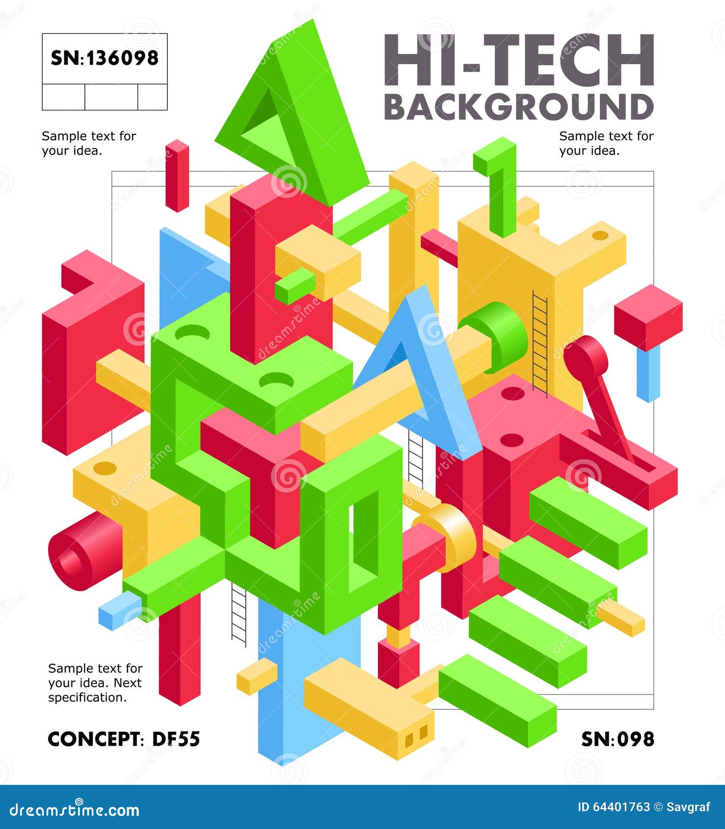 Abstract Geometric Hi-Tech Background with Colorful 3D Objects Stock ...