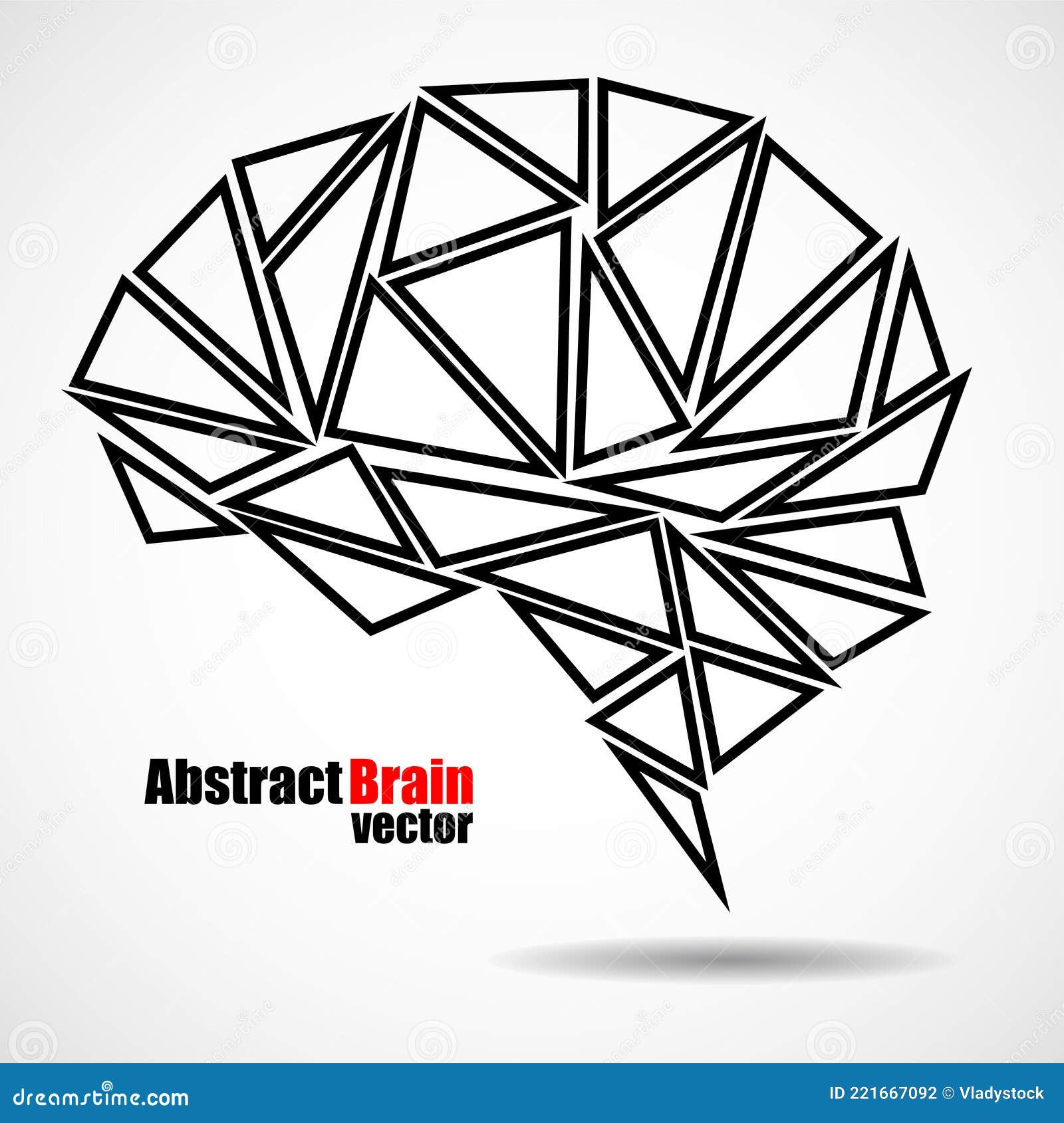 Abstract Geometric Human Brain from Colorful Triangles. Vector ...