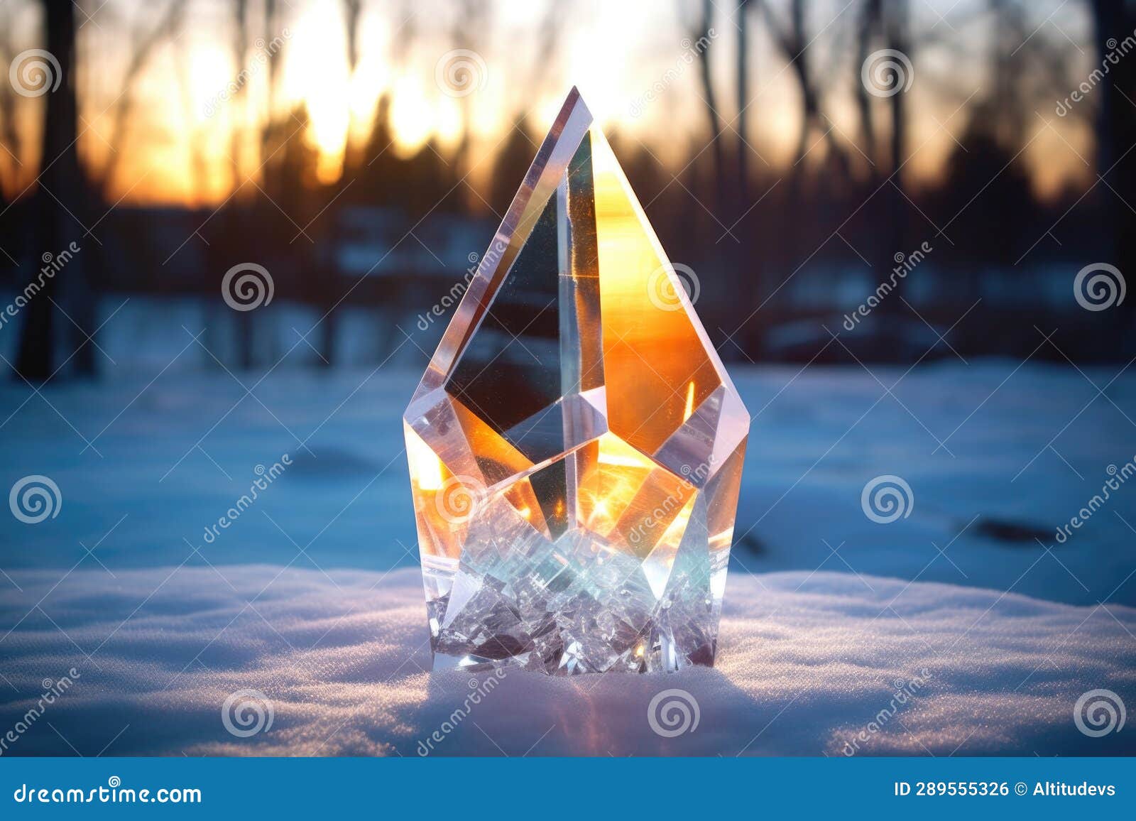 Abstract Geometric Ice Sculpture with Lens Flare Stock Photo - Image of ...