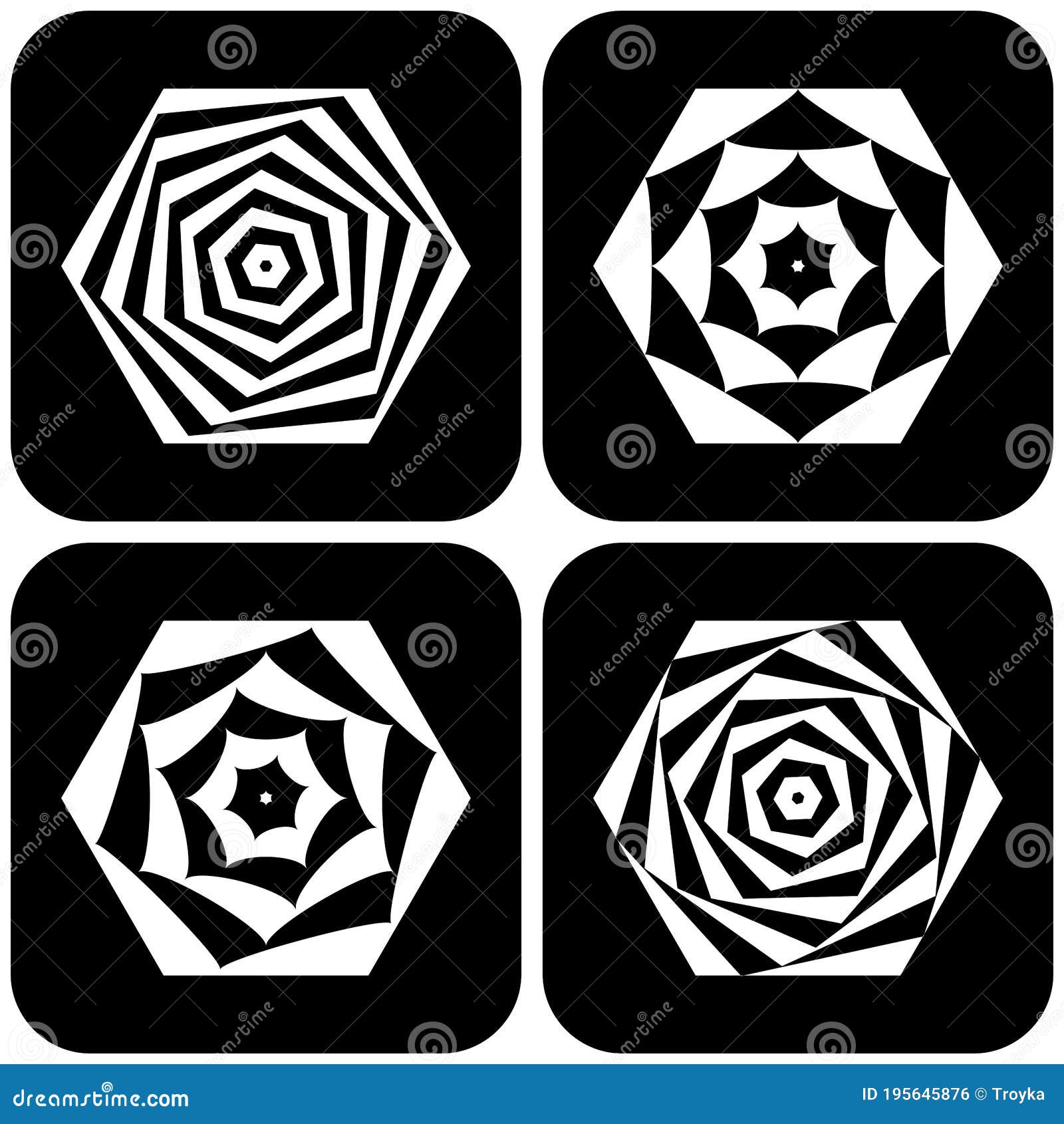 Abstract Geometric Icons in Hexagon Shape. Design Elements Set Stock ...