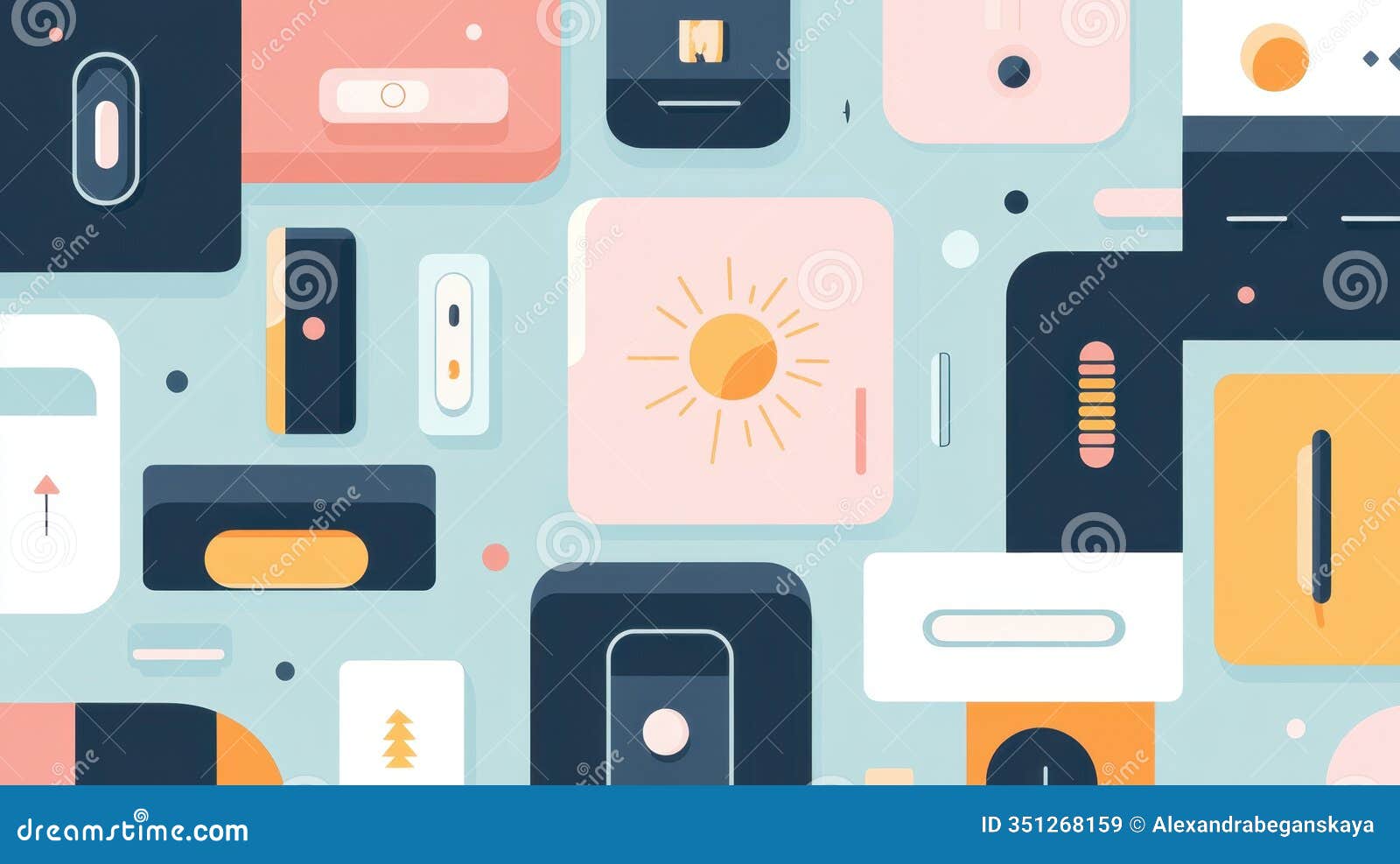 Abstract Geometric Interface Elements with Pastel Color Palette for ...