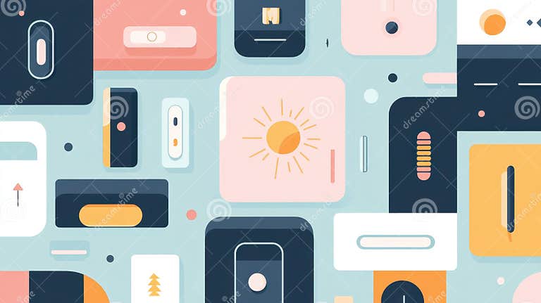 Abstract Geometric Interface Elements with Pastel Color Palette for ...