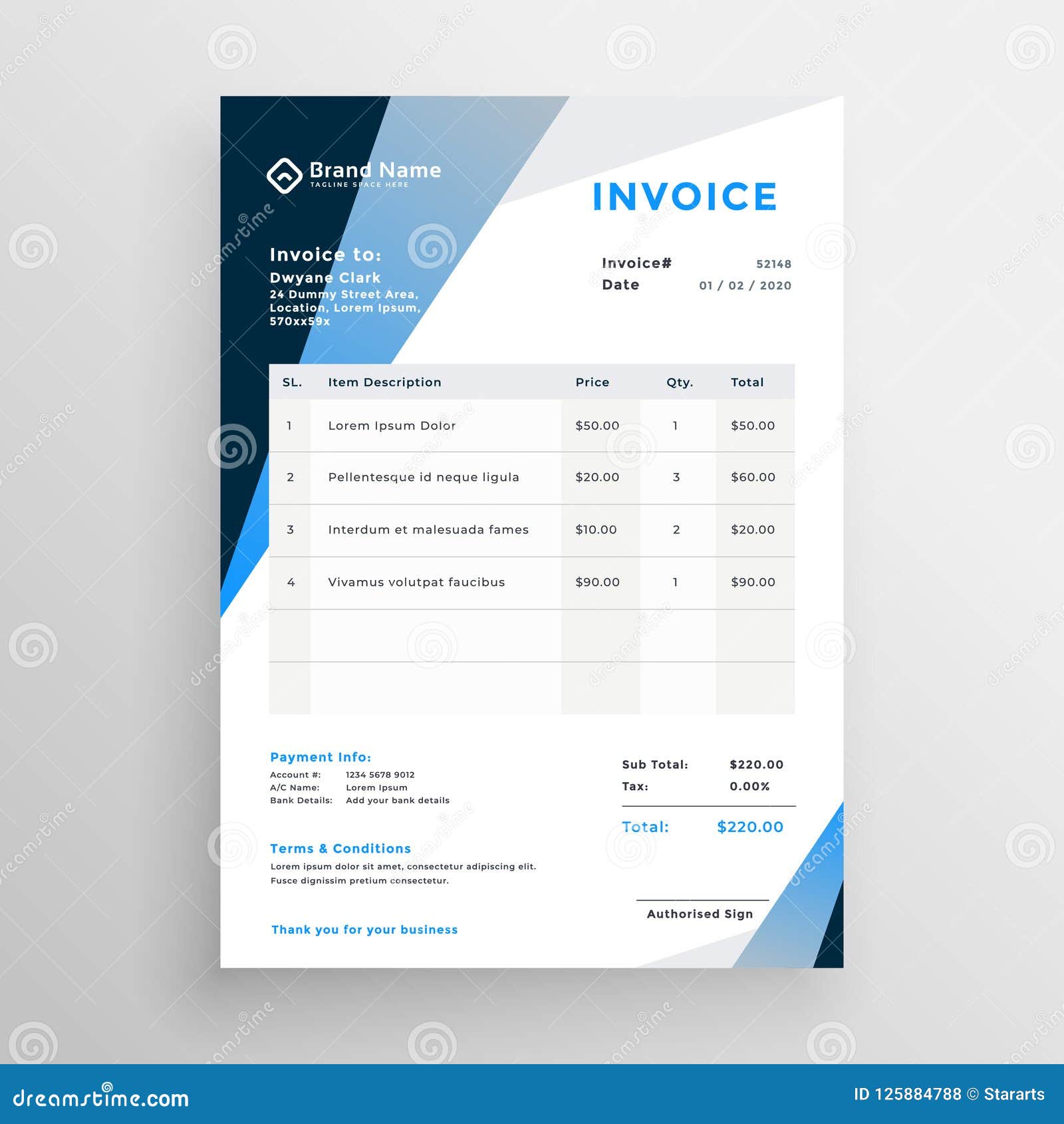 Abstract Geometric Invoice Template Design Stock Vector - Illustration ...