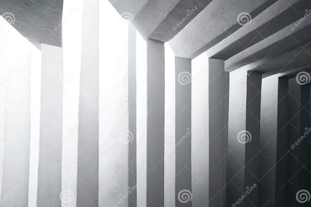 Abstract Geometric Light and Shadow on Architectural Concrete Columns ...