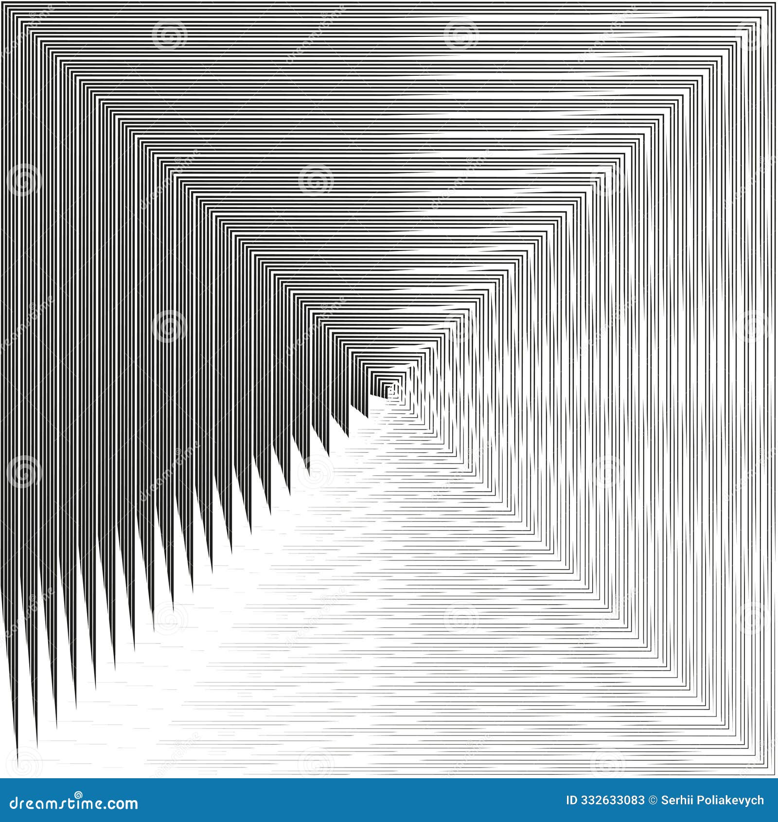 Abstract Geometric Lines. Converging Rectangular Pattern. Black and ...