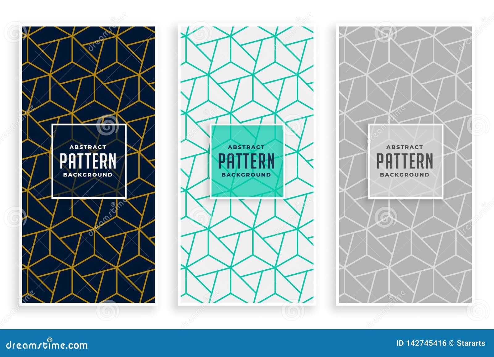 Abstract Geometric Lines Pattern Banners Set Stock Vector ...