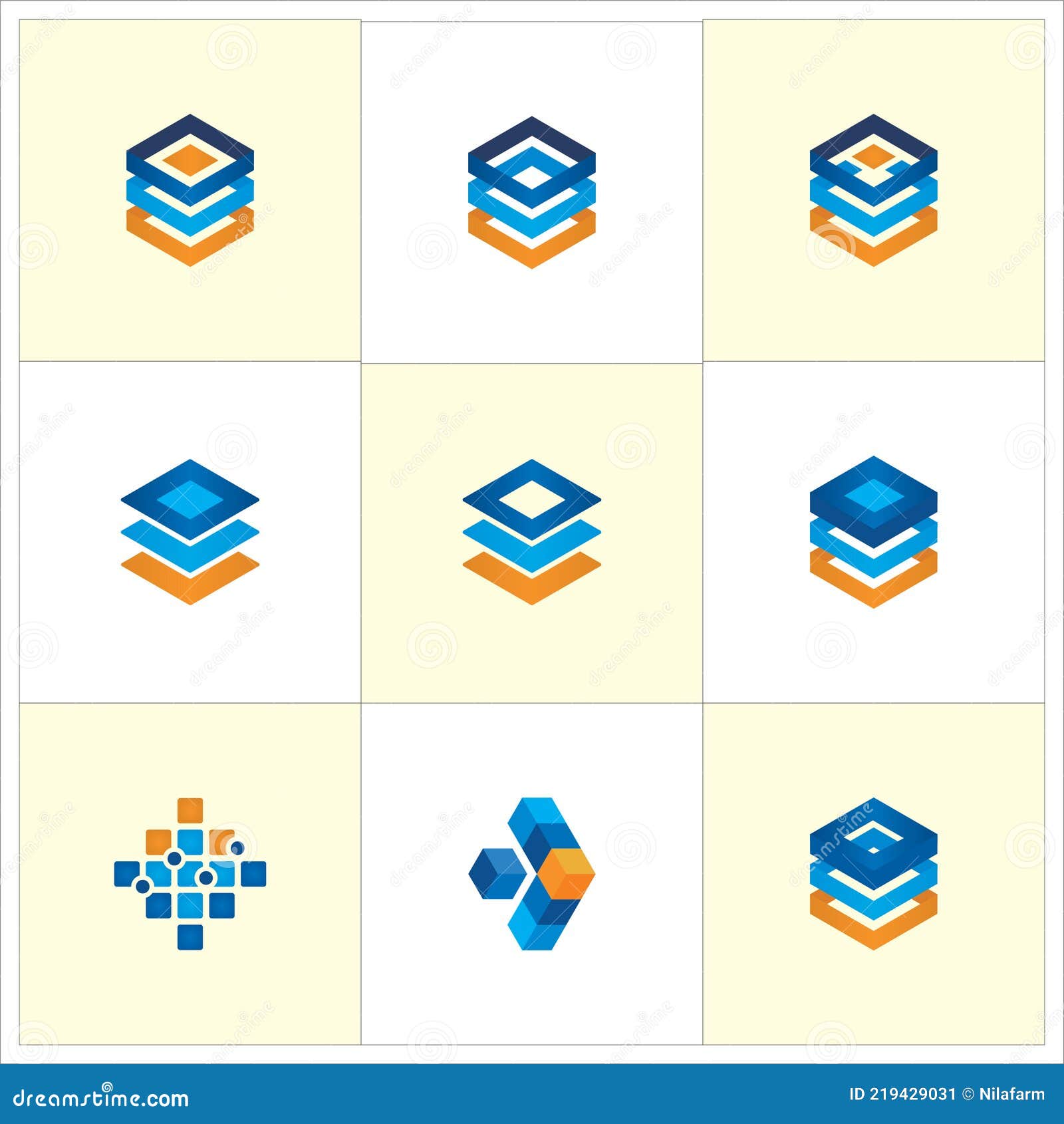 Abstract Geometric Data Layer Logo Design Set Stock Vector ...